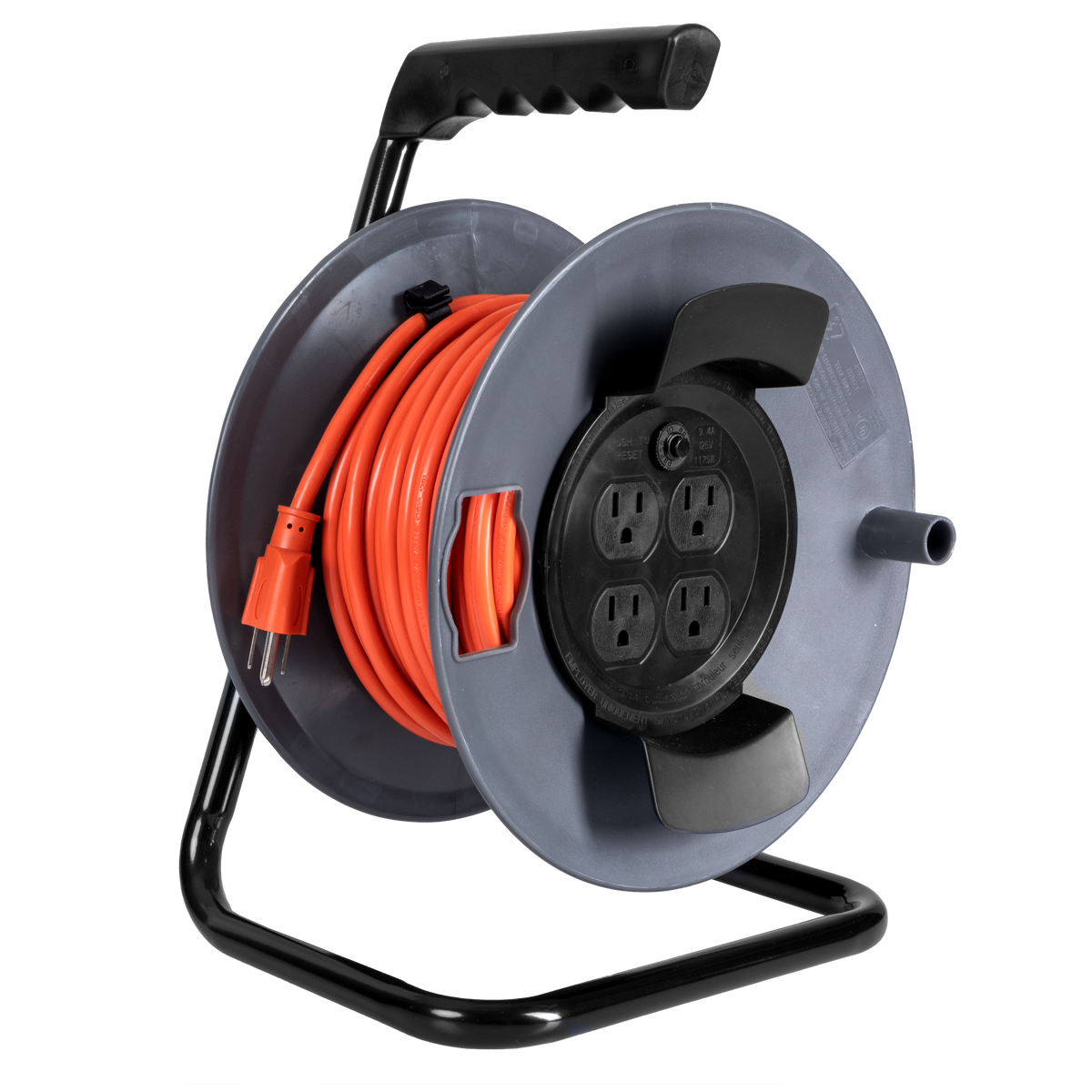 Iron Forge 50 Ft Extension Cord Reel With 4 Electrical Power Outlets Iron Forge 50 Ft Extension Cord Reel With 4 Electrical Power Outlets