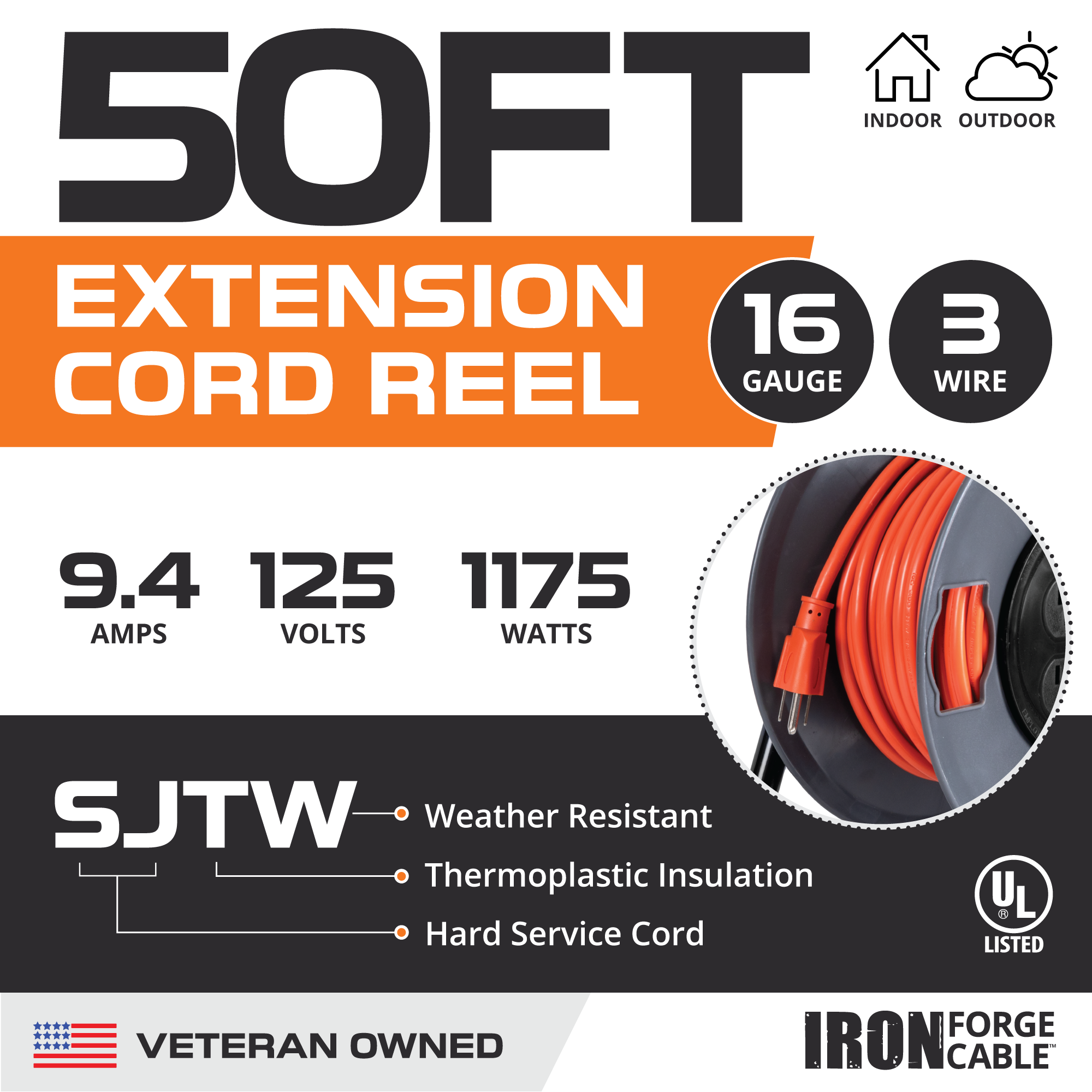 Iron Forge 50 Ft Extension Cord Reel With 4 Electrical Power Outlets iron-forge-50-ft-extension-cord-reel-with-4-electrical-power-outlets