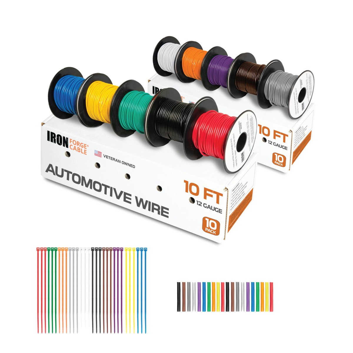 12 Gauge Automotive Wire - 10 Roll Assortment Pack with Dispenser Box ...