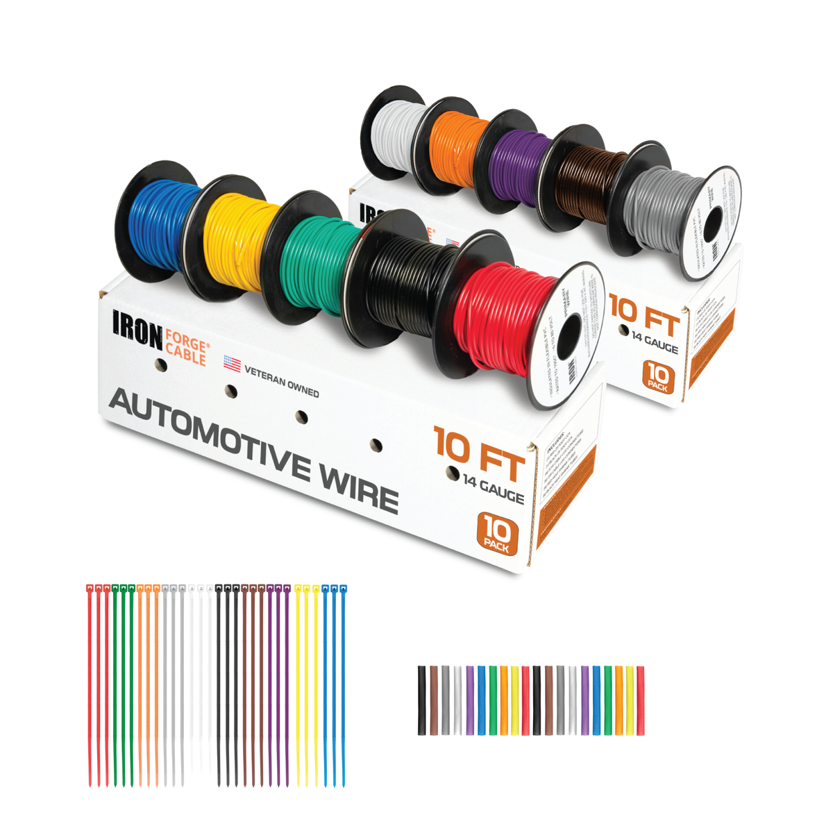 14 Gauge Automotive Wire - 10 Roll Assortment Pack with Dispenser Box ...