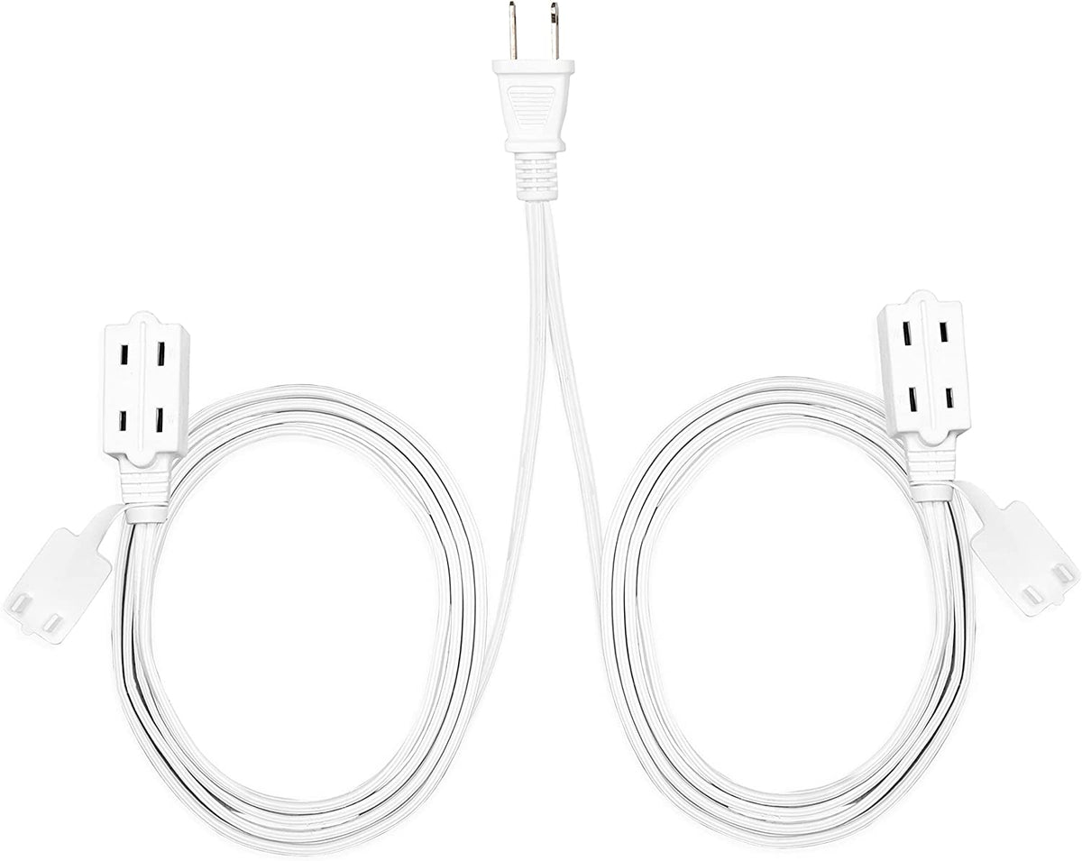 6 Ft Double Ended Extension Cord, White - 16/2 SPT-2 Split Electrical ...