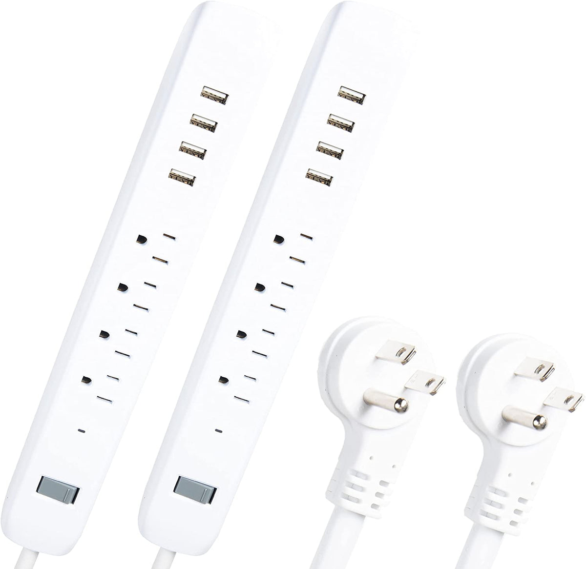 2 Pack of Surge Protector Power Strips with 4 USB Ports, 4 Electrical ...