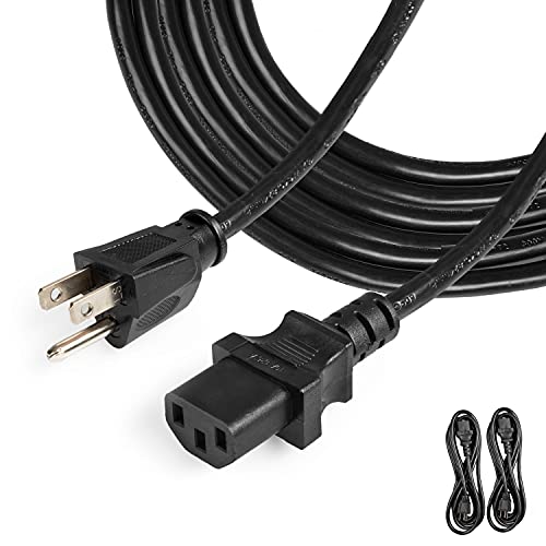 2 Pack of 10 Ft Power Cords for TV Computer or Monitor (NEMA 5-15P to ...