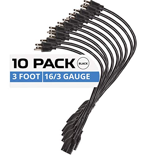 3Ft Extension Cords - 10 Pack- Black – Iron Forge Cable
