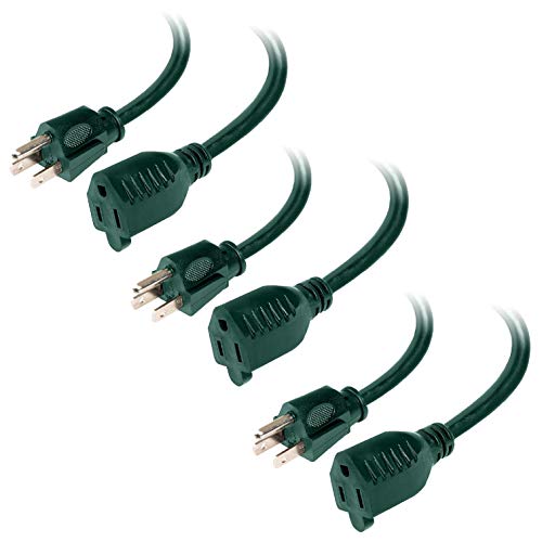 Green Extension Cord 3 Pack, 10ft 15ft & 25ft - 16/3 SJTW Durable Elec ...