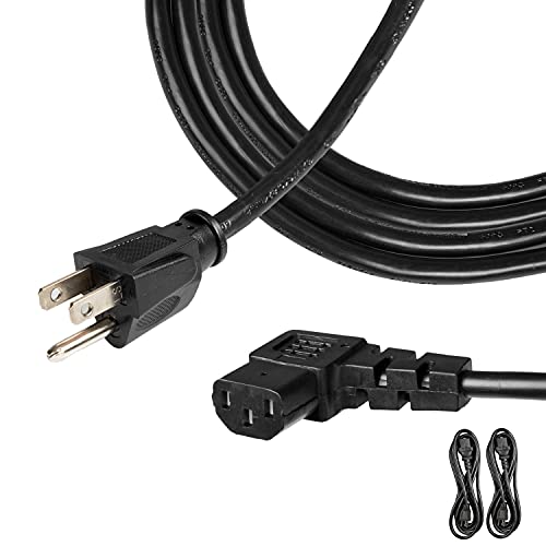 2 Pack of 6 Ft Power Cords for TV Computer or Monitor (NEMA 5-15P to C ...