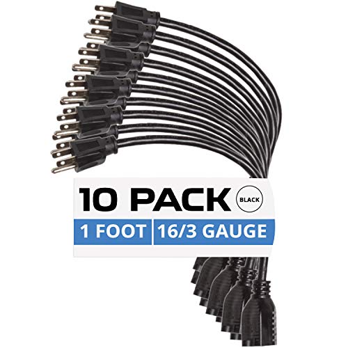 1 Foot Extension Cords - 10 Pack- Black – Iron Forge Cable